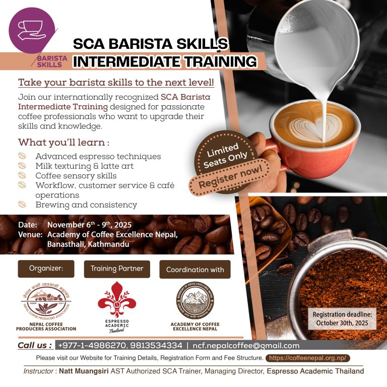 SCA Barista Skills – Intermediate Training – Nepal Coffee Federation